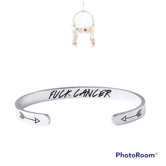 Jewelry | Sweary Silver Bracelet Bangle Hidden Message Fck Cancer ...